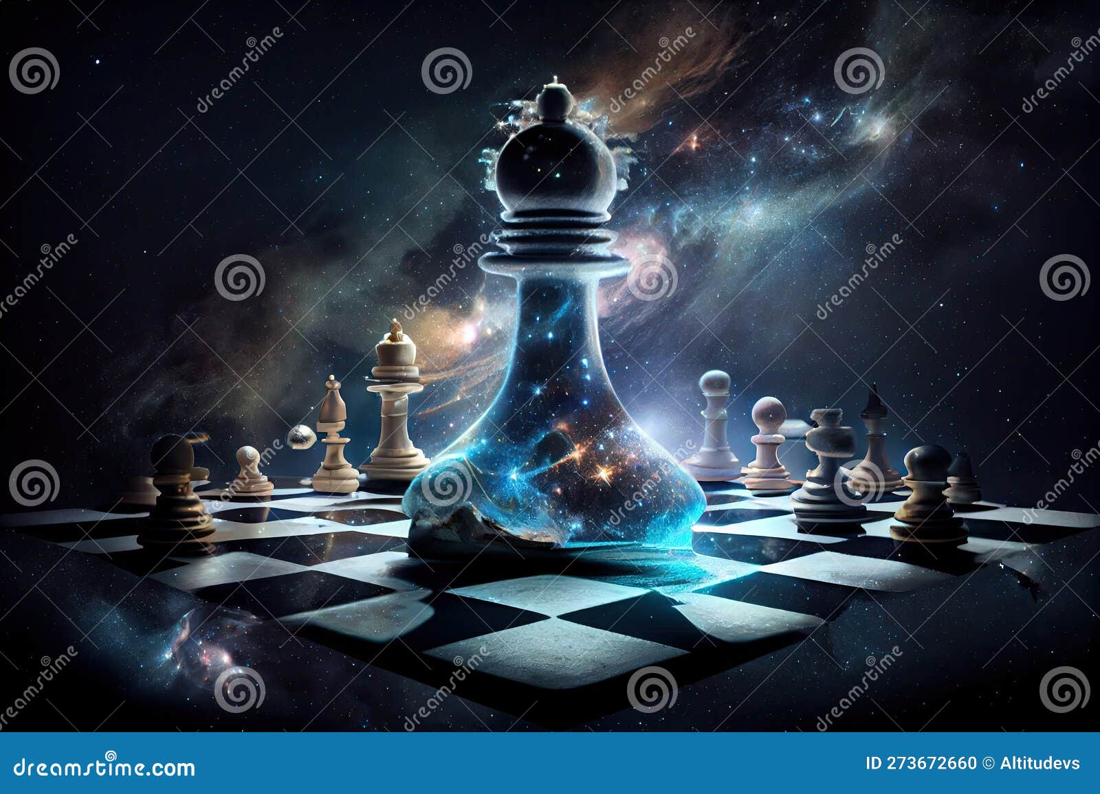 A Surreal Chess Board Floating in Outer Space, with Galaxies and Stars ...
