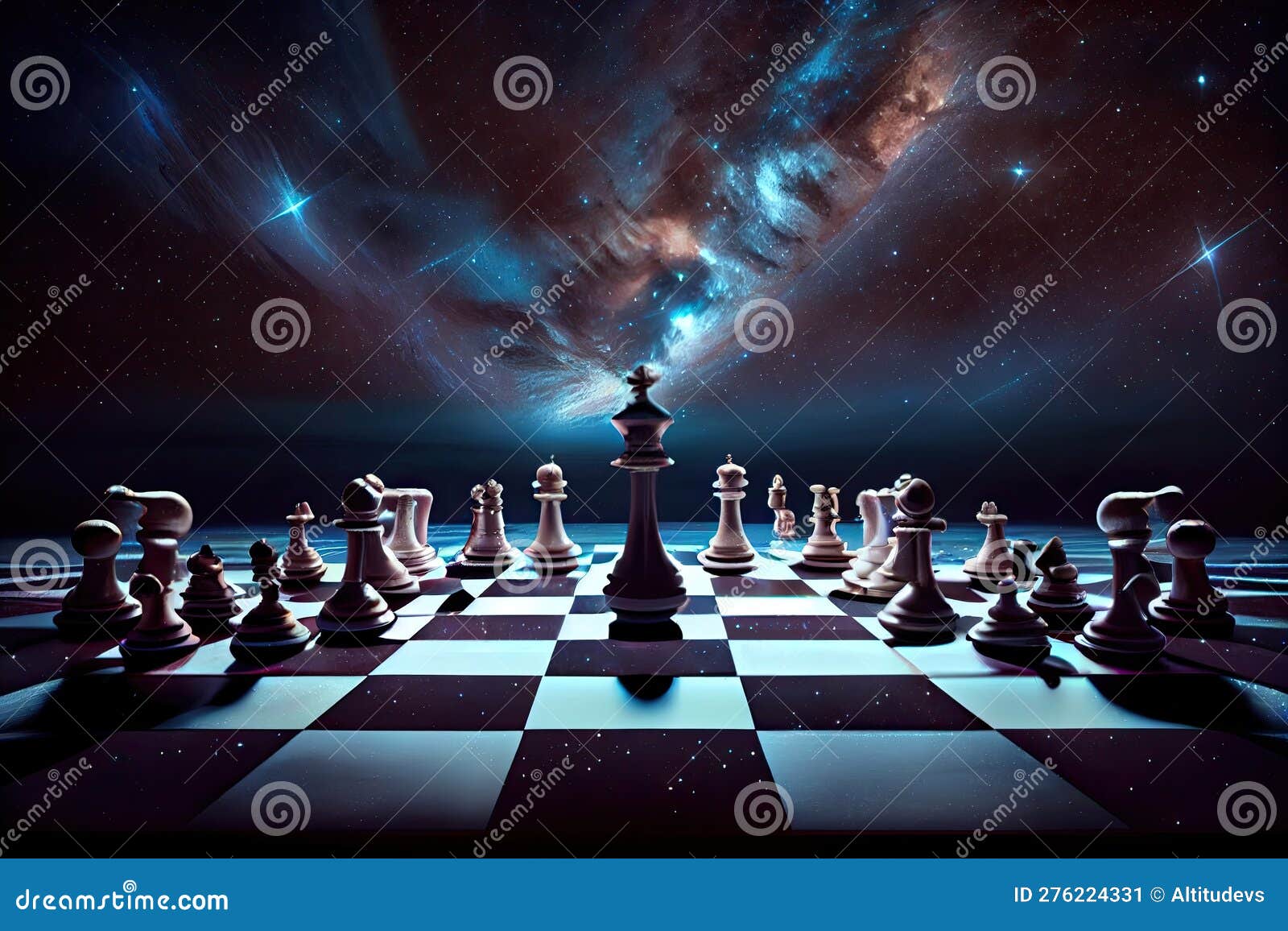 A Surreal Chess Board Floating in Outer Space, with Galaxies and Stars ...