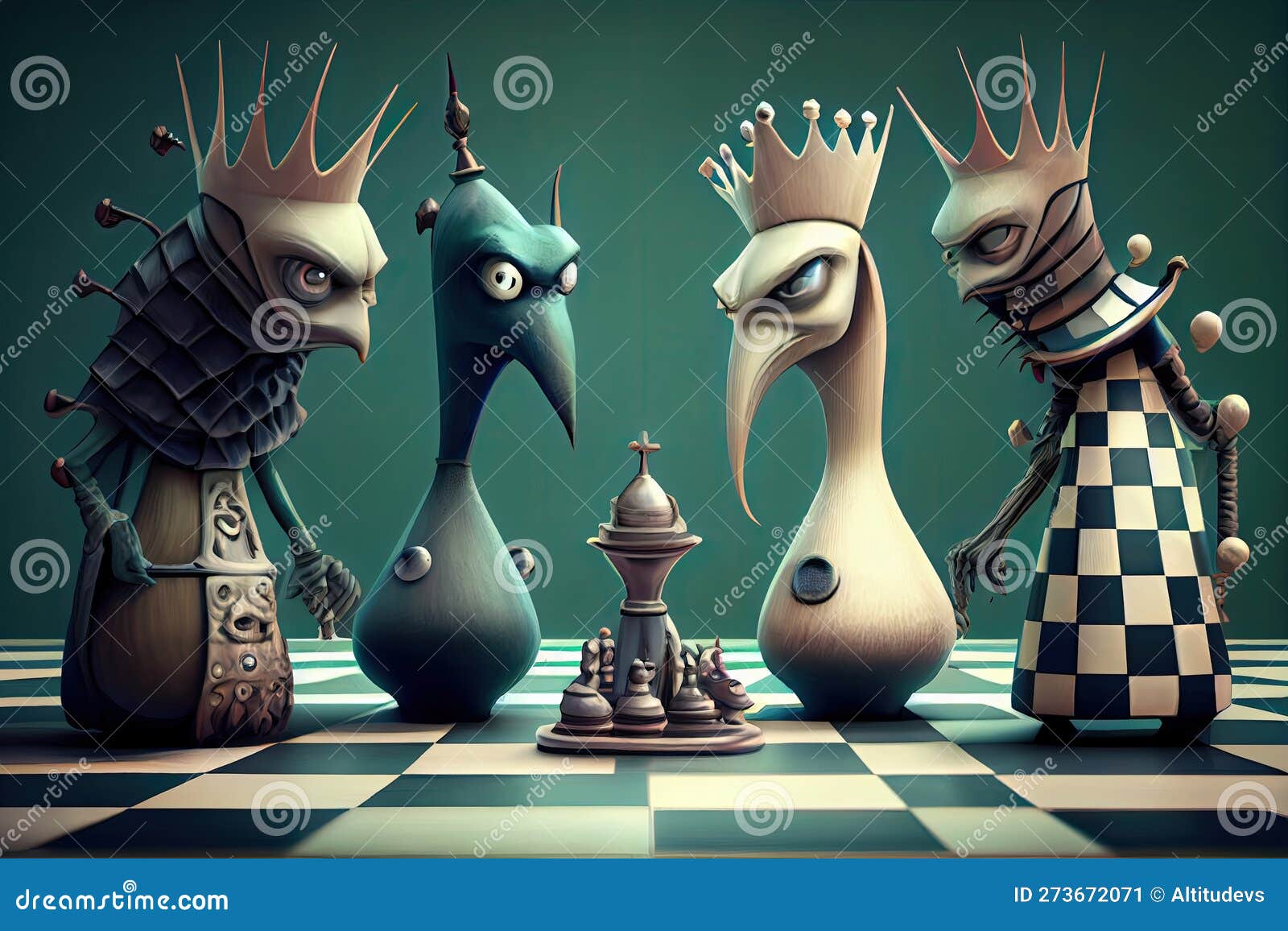 Surreal Chess Game between Anthropomorphic Characters Stock ...