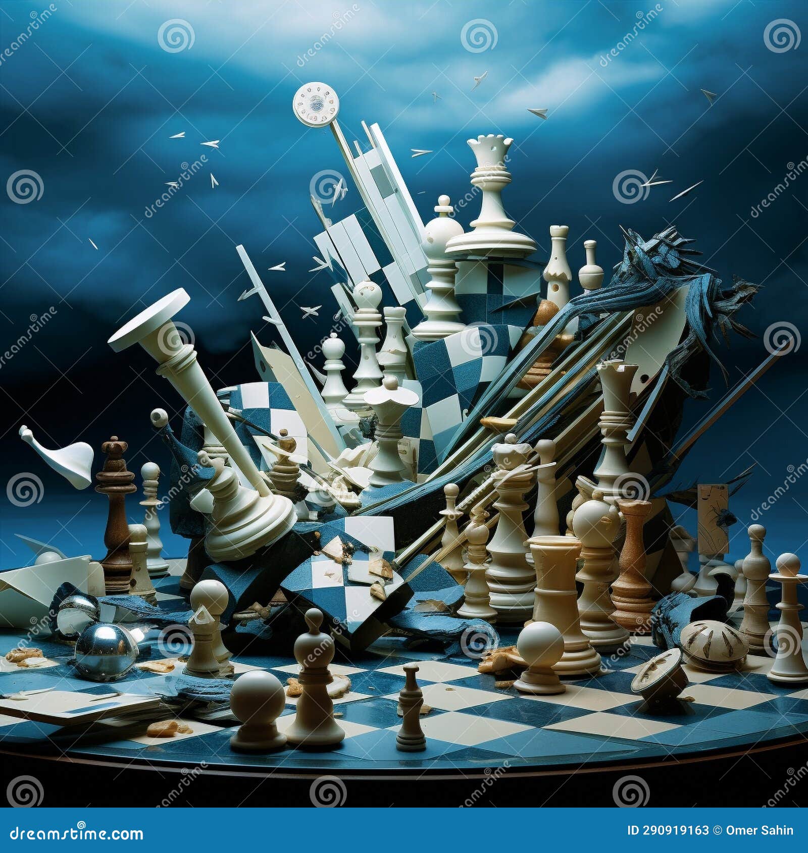 Surreal Chessboard with Abstract Pieces: Creative Strategy Stock ...