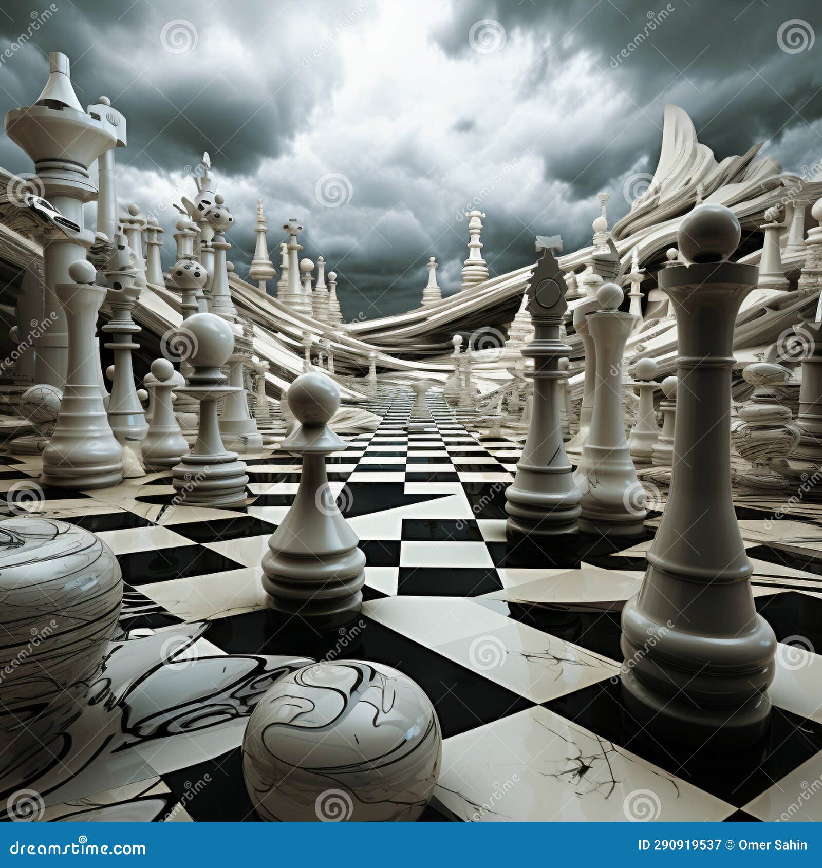 Surreal Chessboard with Abstract Pieces: Creative Strategy Stock ...