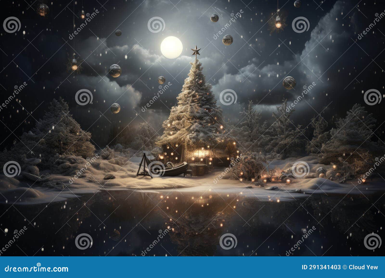 Surreal Christmas scene stock illustration. Illustration of gift ... Surreal Christmas scene stock illustration. Illustration of gift ...