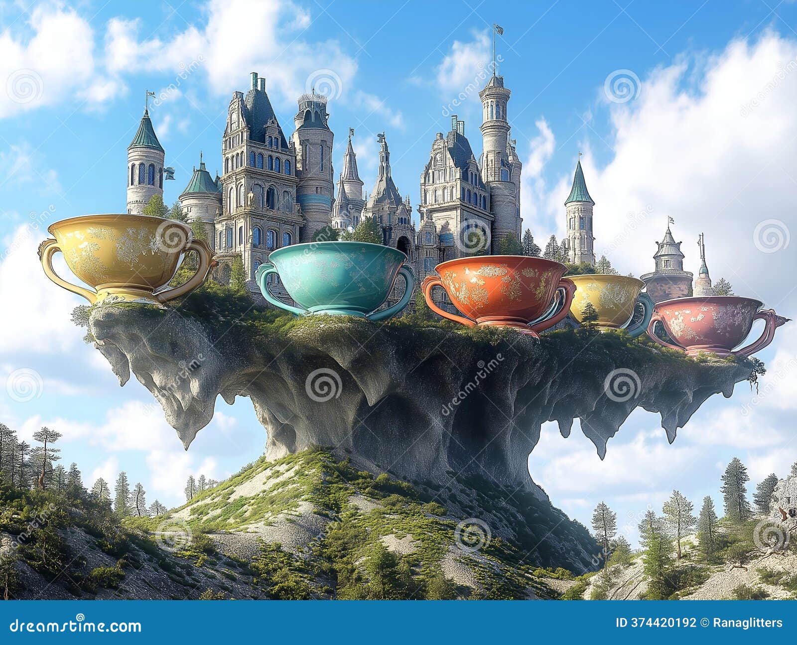 Surreal City With Floating Buildings And Staircases Royalty-Free Stock ...