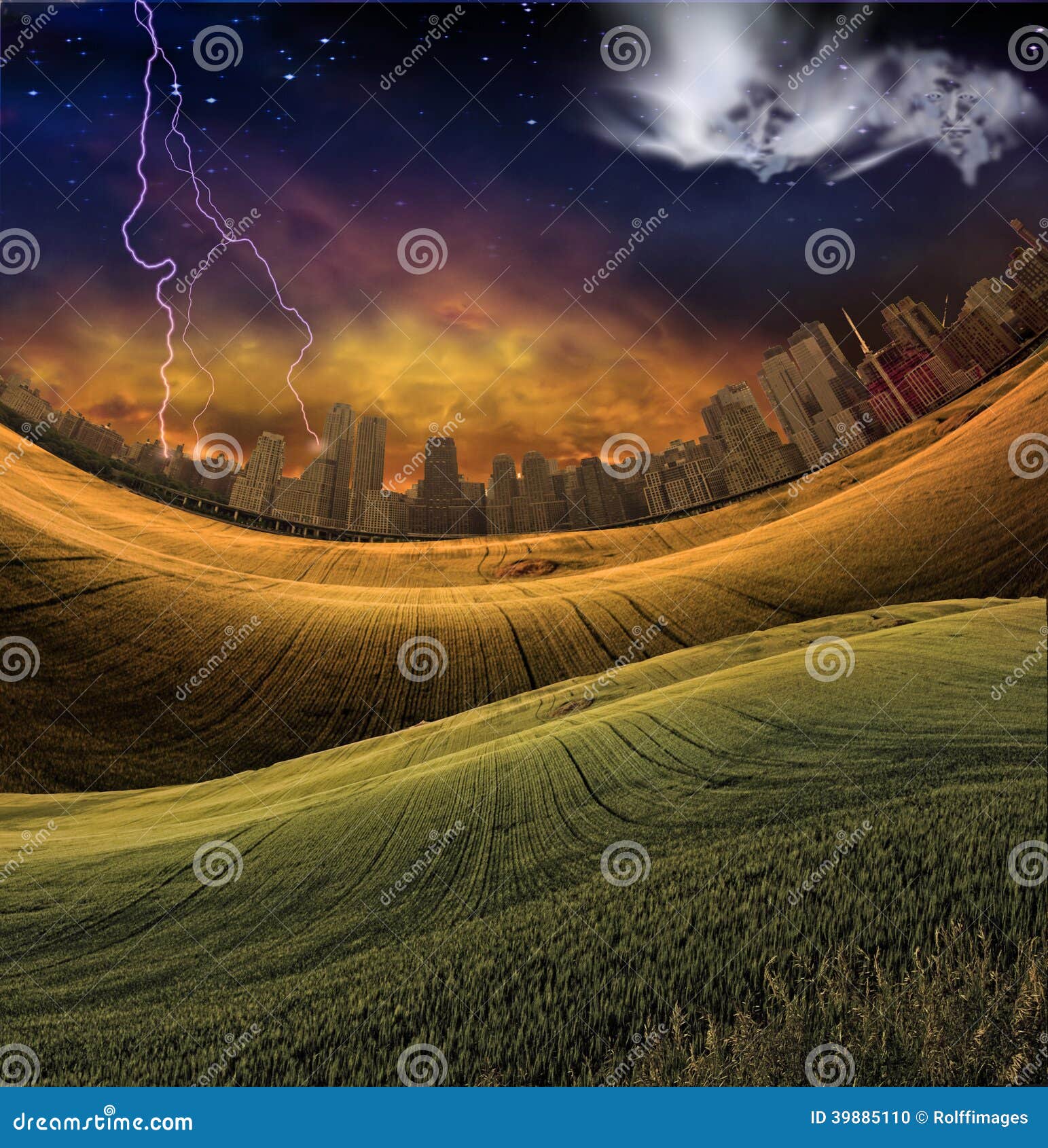 Surreal city stock illustration. Illustration of land - 39885110