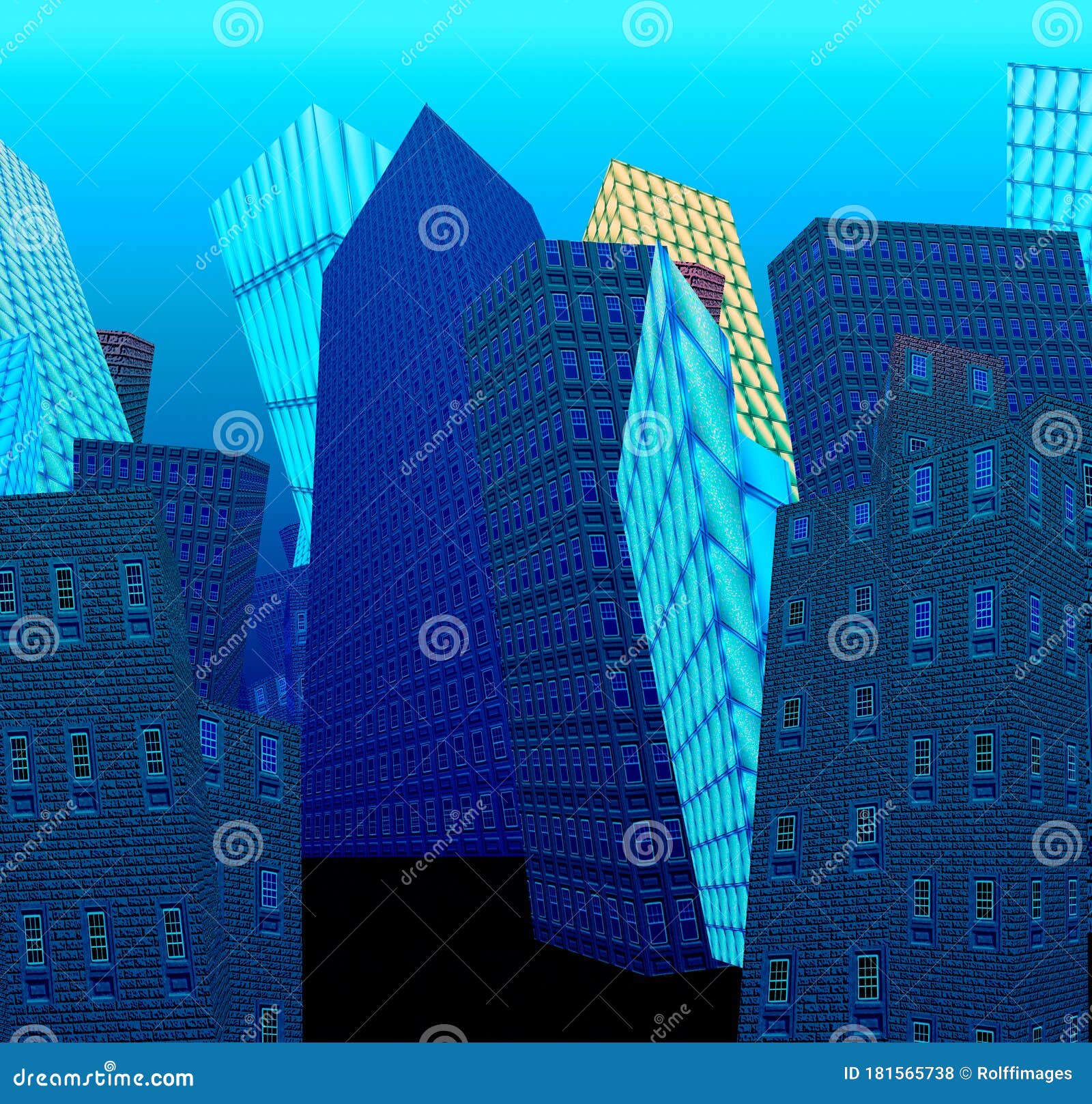 Surreal city stock illustration. Illustration of crooked - 181565738