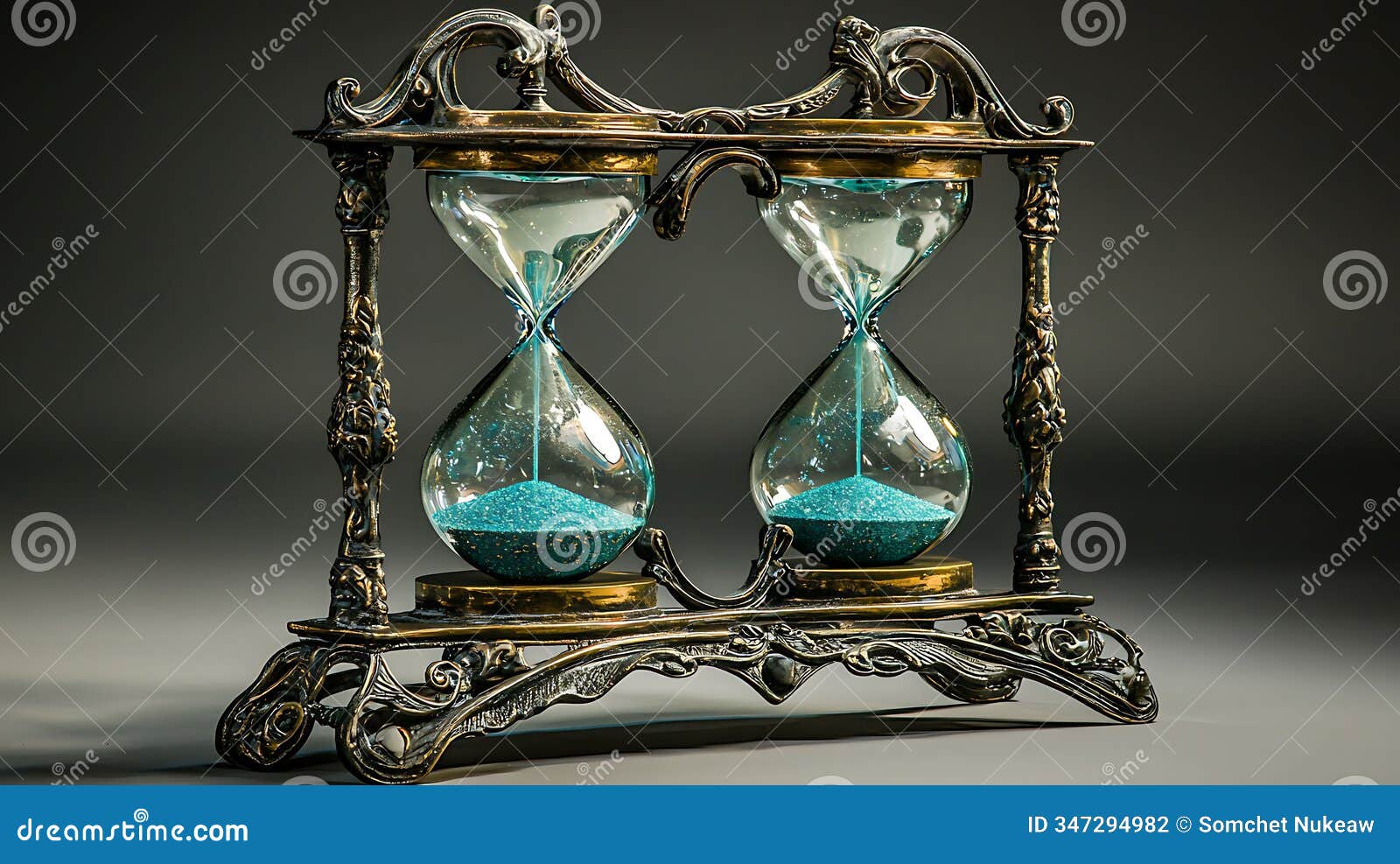 A Surreal Clock Crafted from Two Hourglasses One Running Symbolizing ...