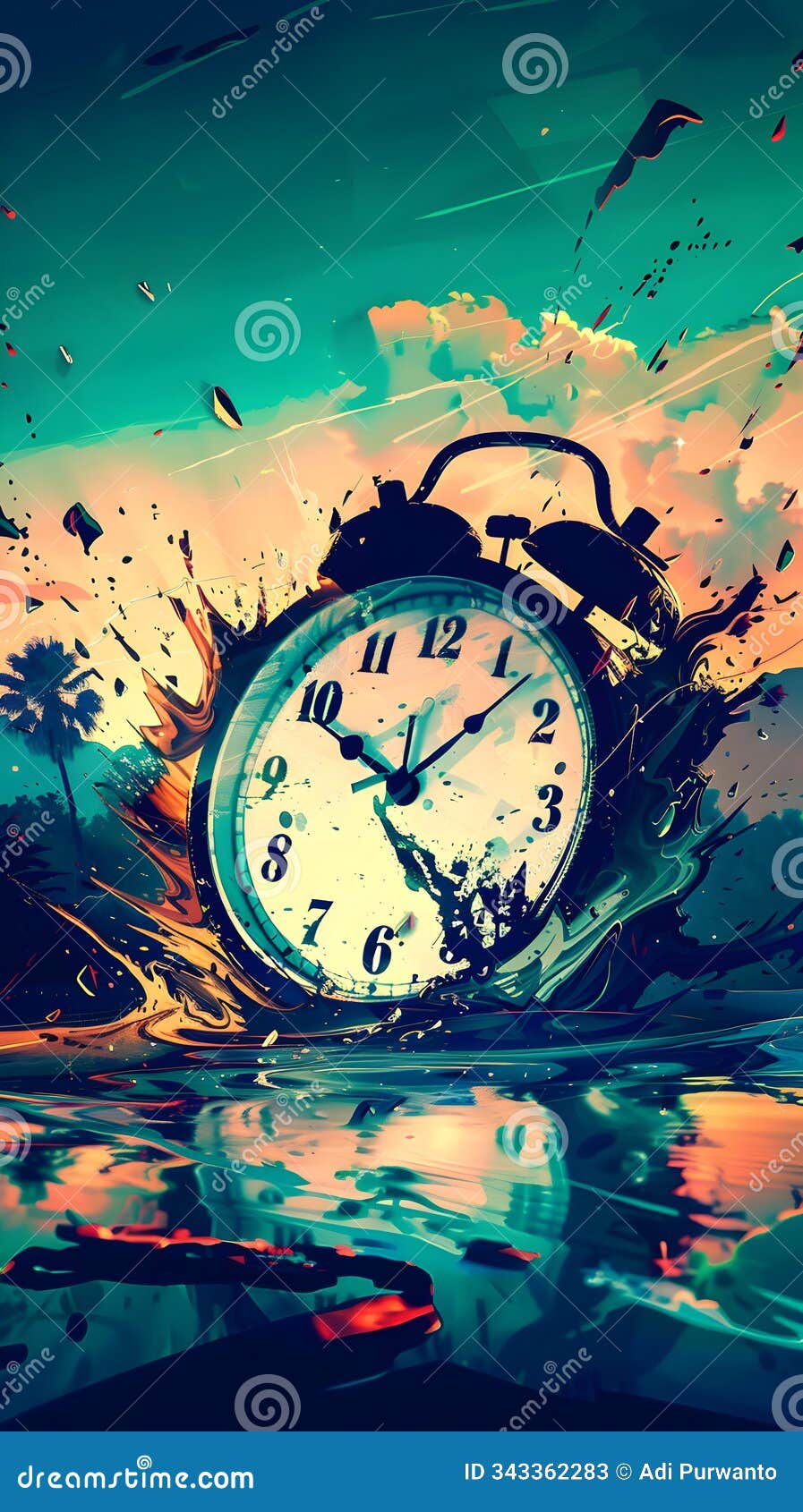 A Surreal Clock Splashing into Water, Symbolizing the Passage of Time ...