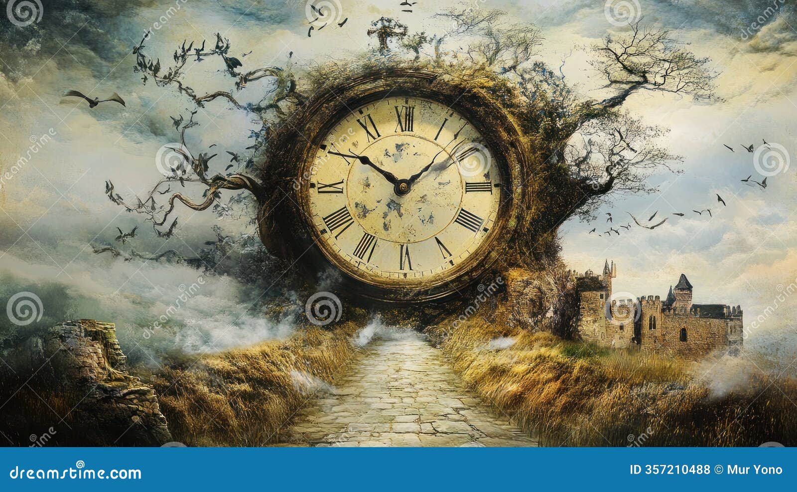 Clock With Tree Design Symbolizes Sustainability And Environmental ...