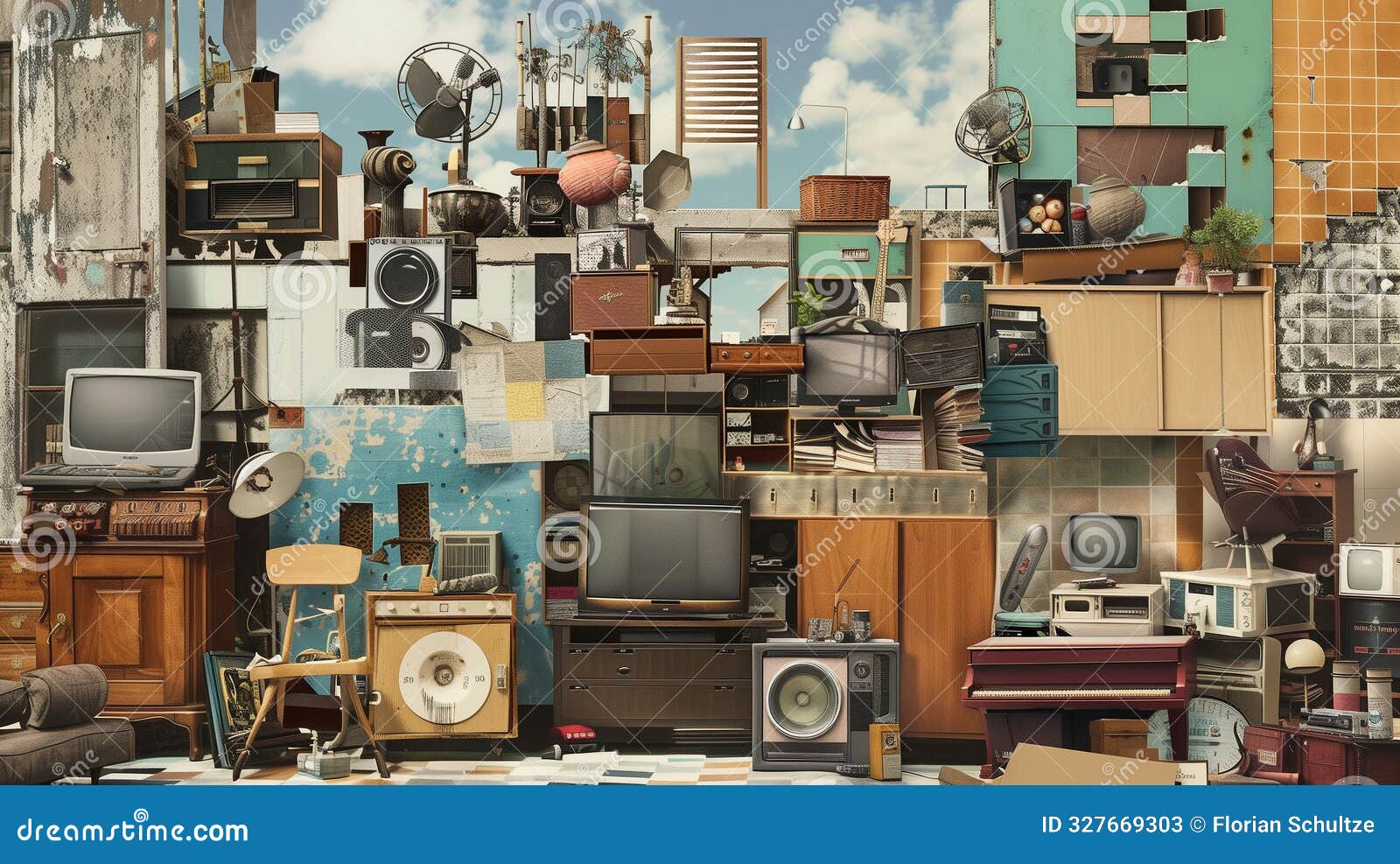 Surreal Collage of Everyday Objects in Unusual Settings Stock ...