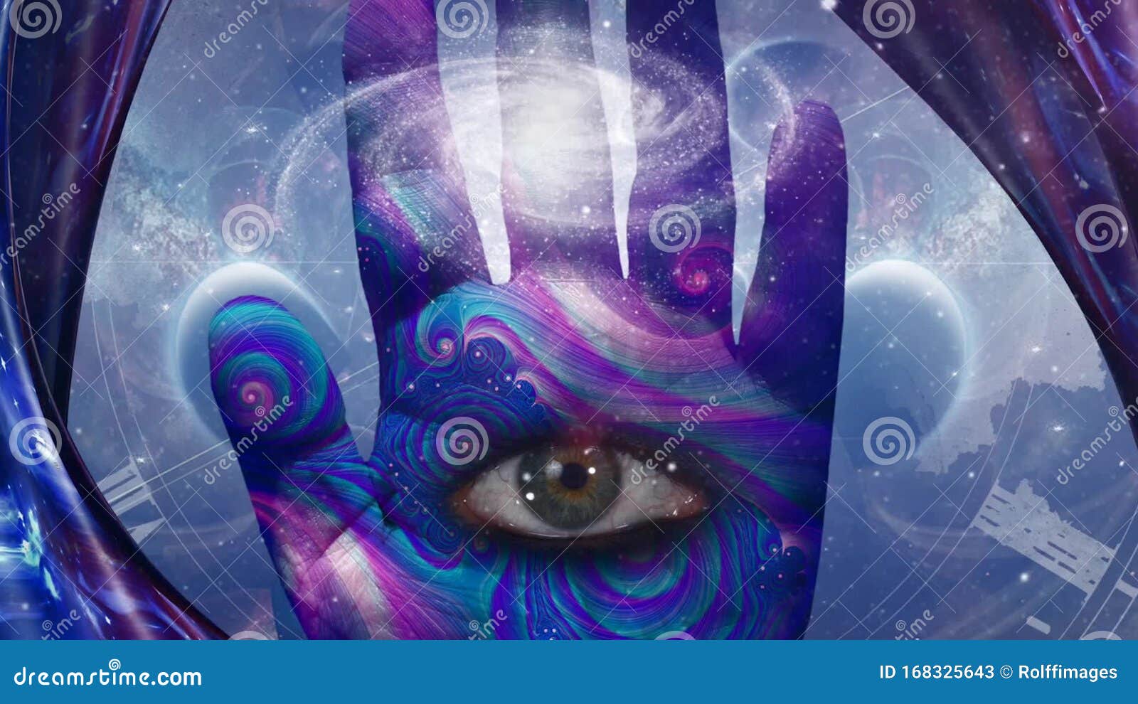 Eye in human palm stock video. Video of religion, galaxy - 168325643
