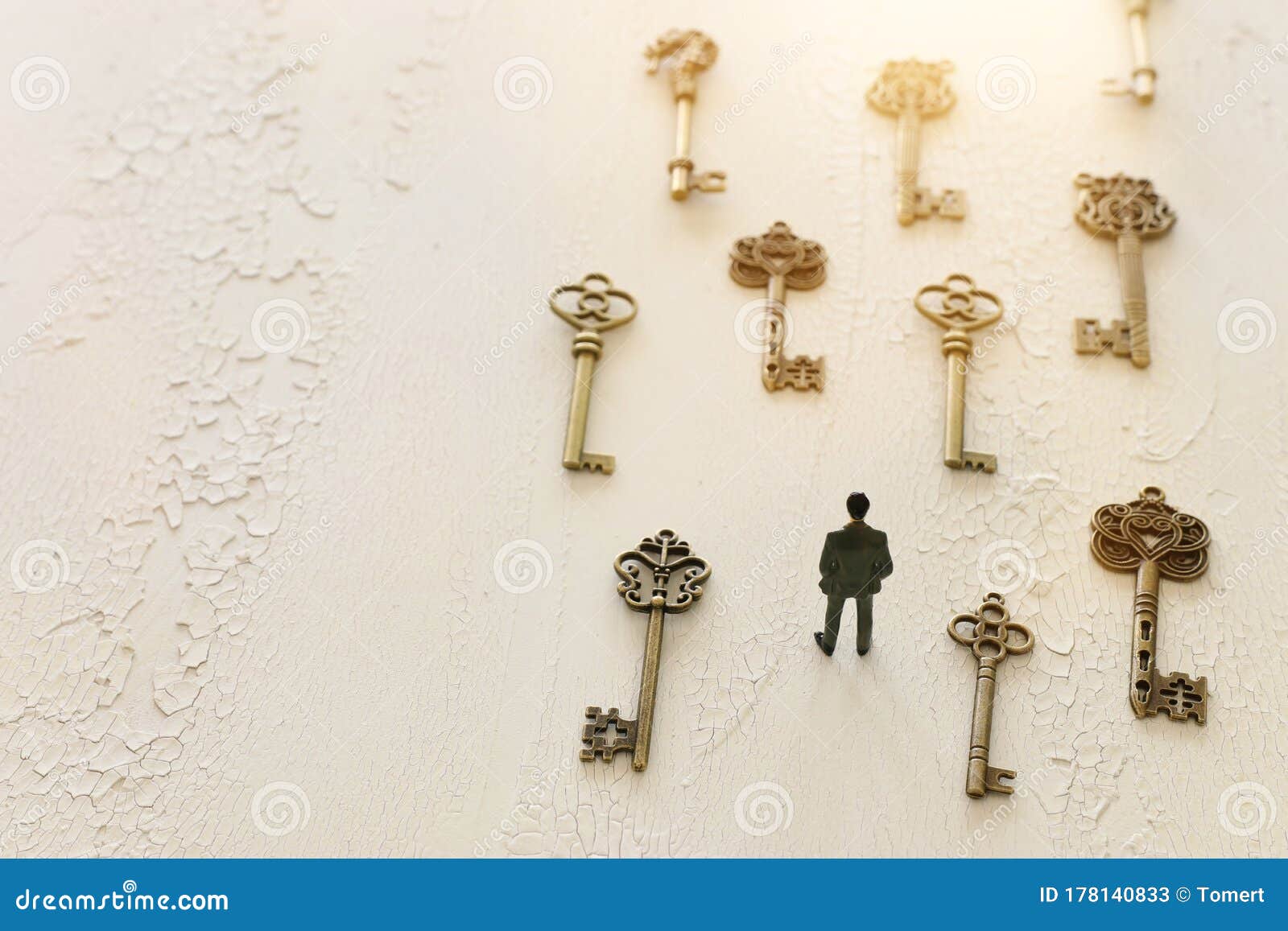 Surreal Concept Image of Person Looking at Many Vintage Keys Stock ...