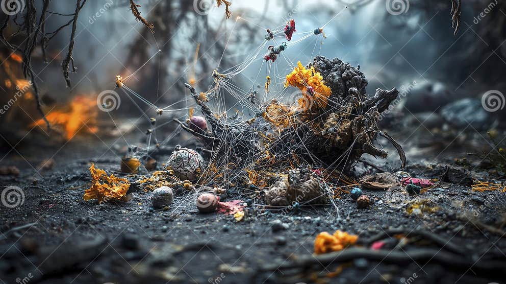 Surreal Connection of Scattered Objects Forest Artistic Composition ...