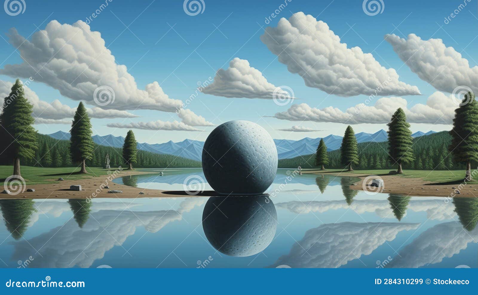 Surreal Conservation: Hyper-realistic Painting of a Sphere in a Serene ...