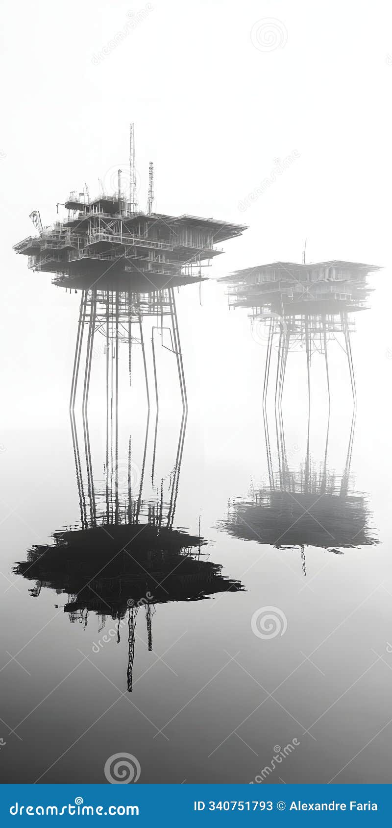 Surreal Construction Site in Black and White Stock Illustration ...