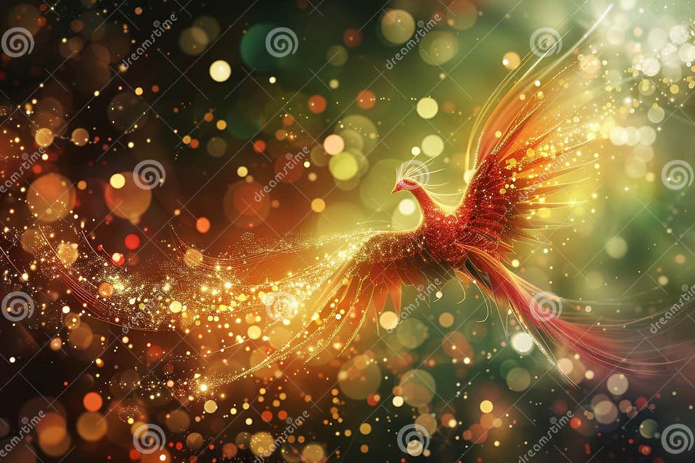 A Surreal Cosmic Fire Phoenix in a Backdrop of Nebulae and Galaxies. Stock Image - Image of ...