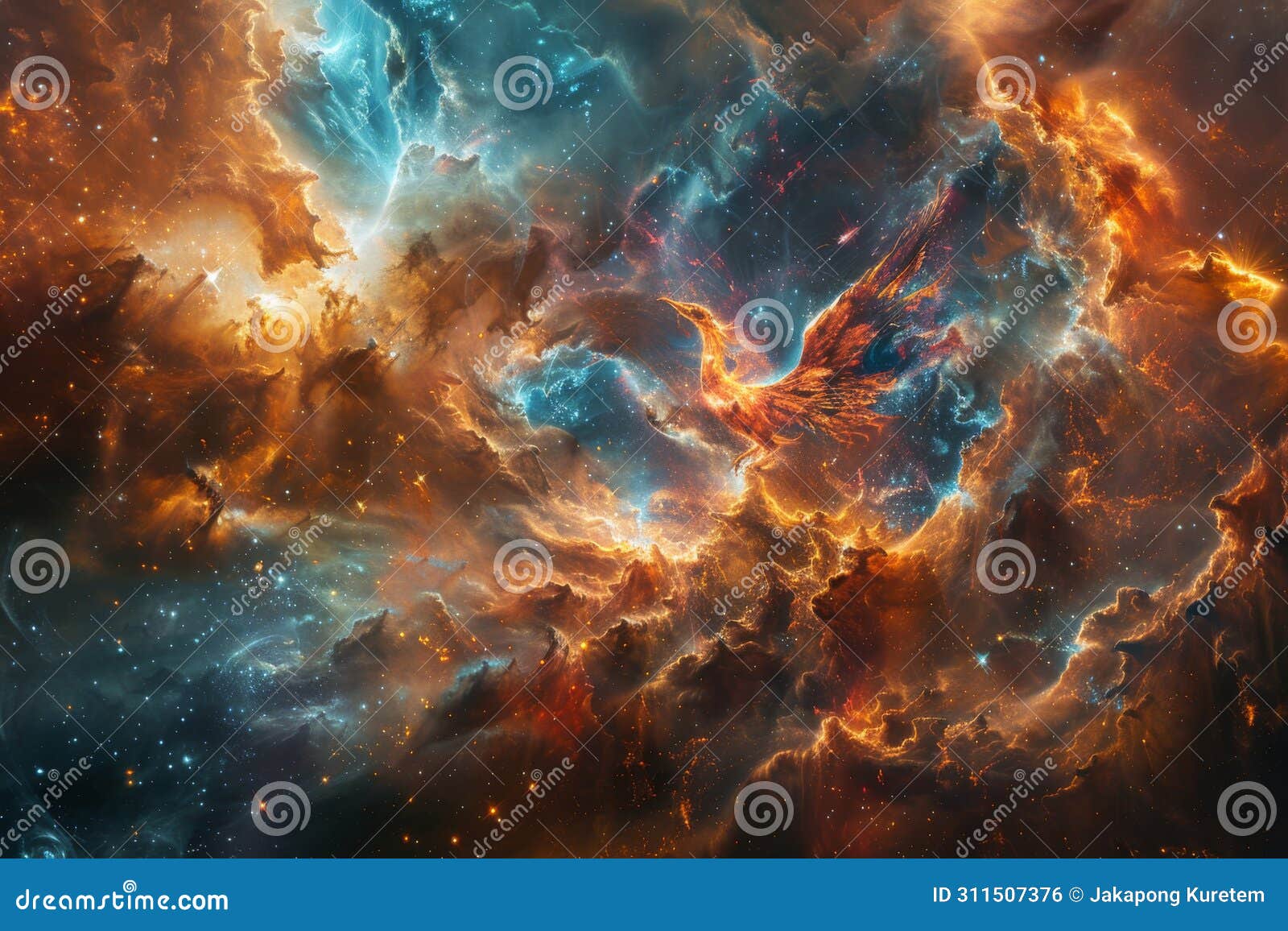 The Nebula Phoenix Is A Cosmic Bird With Wings That Resemble Swirling ...