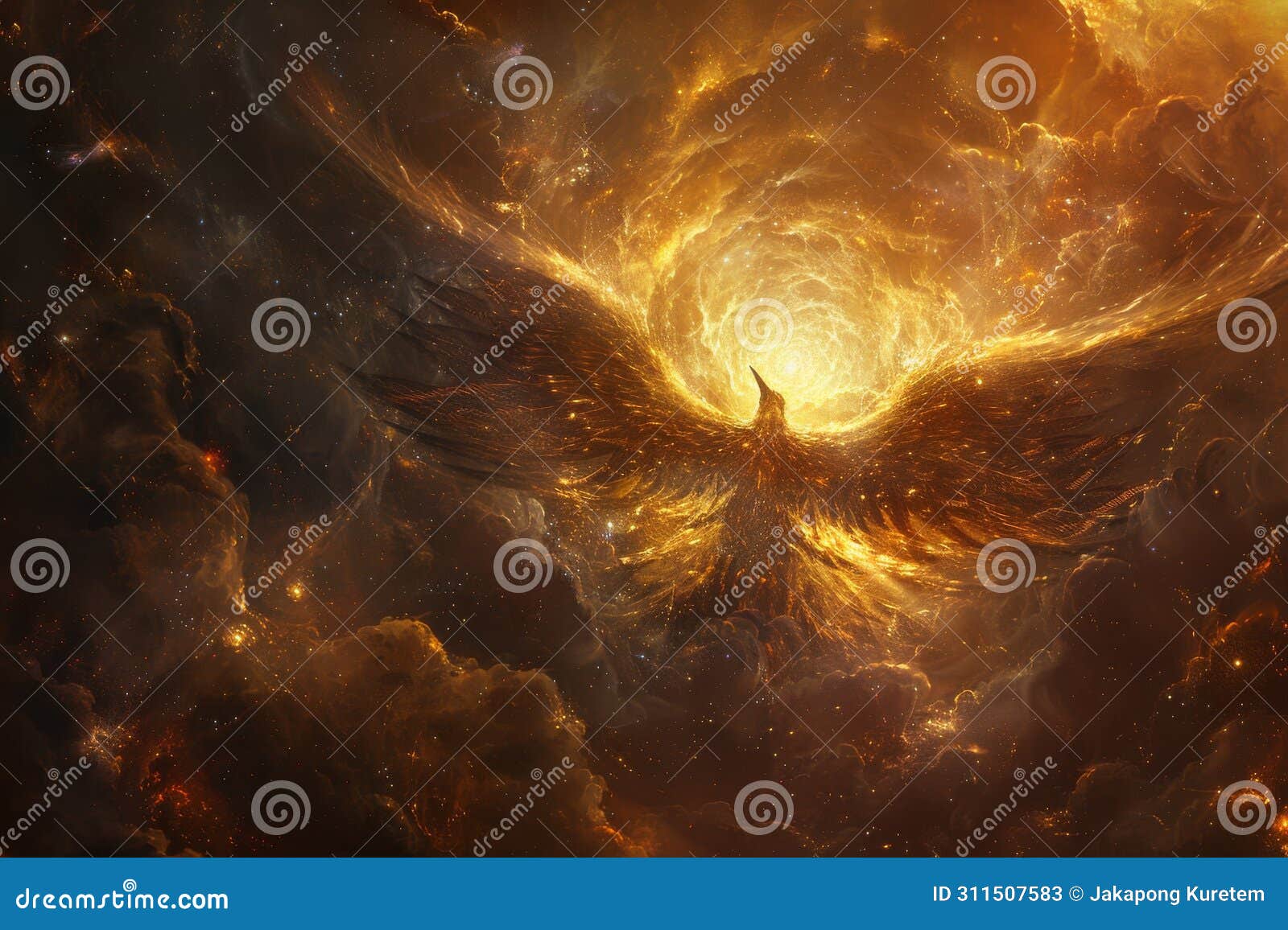A Surreal Cosmic Fire Phoenix in a Backdrop of Nebulae and Galaxies ...