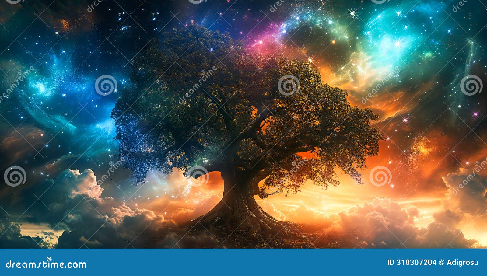 Surreal cosmic life tree stock illustration. Illustration of tree ...