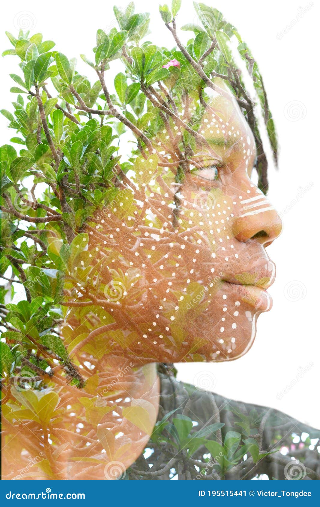 Surreal Creative Double Exposure Portrait Stock Illustration ...