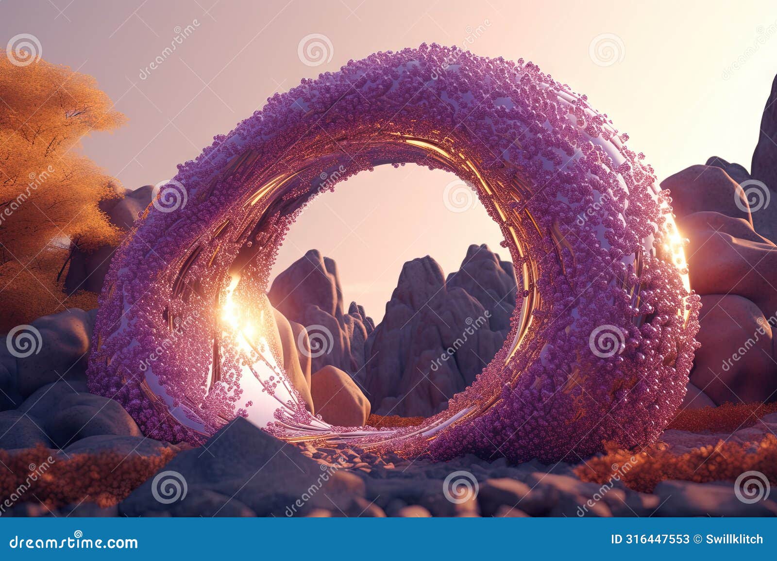 Surreal Crystal Gate or Arc. Fictional Architecture or Sci-fi Object in ...
