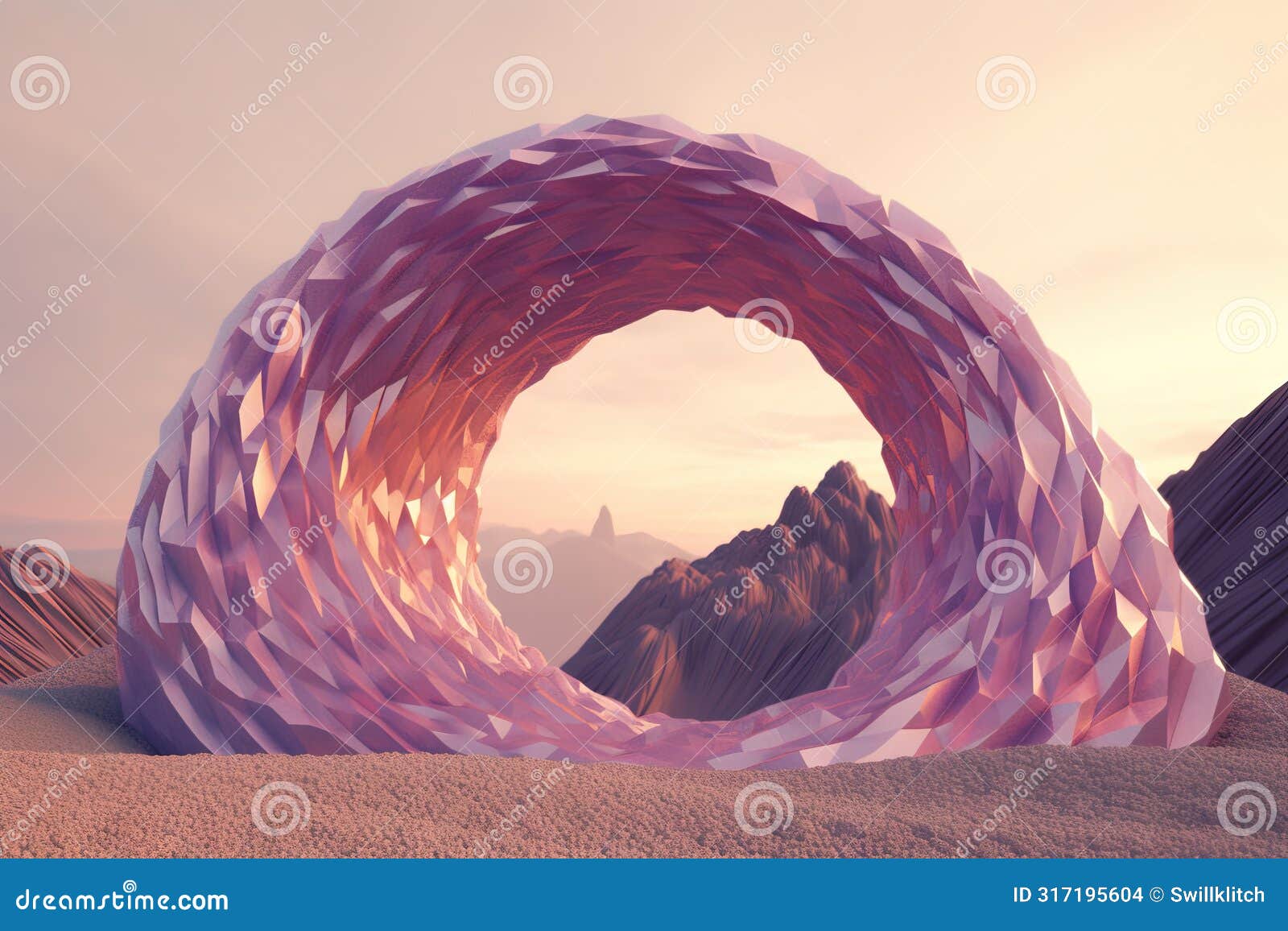 Surreal Crystal Gate or Arc. Fictional Architecture or Sci-fi Object in ...