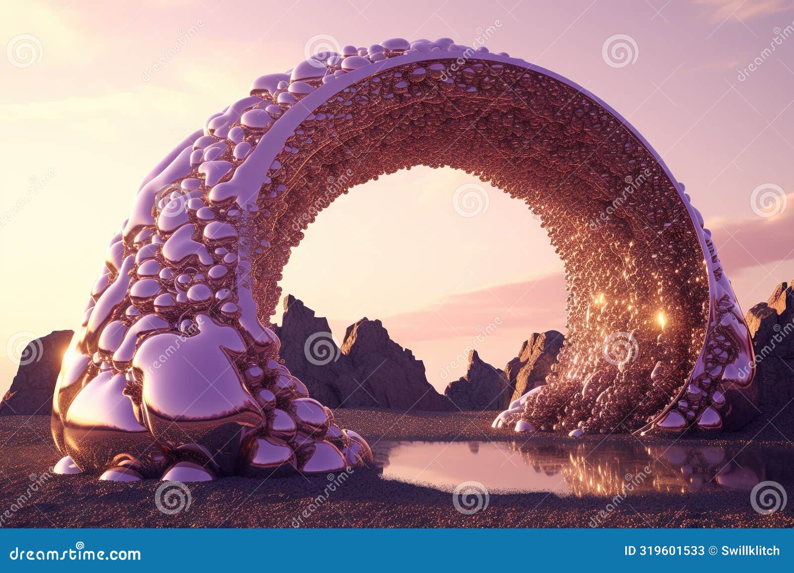 Surreal Crystal Gate or Arc. Fictional Architecture or Sci-fi Object in ...