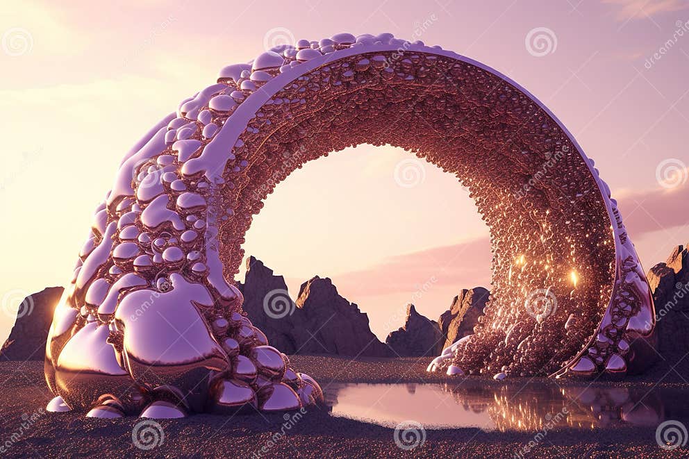 Surreal Crystal Gate or Arc. Fictional Architecture or Sci-fi Object in ...