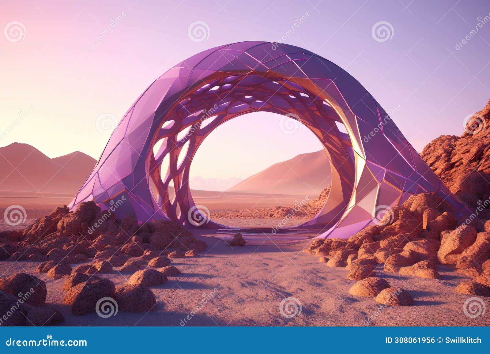 Surreal Crystal Gate or Arc. Fictional Architecture or Sci-fi Object in ...