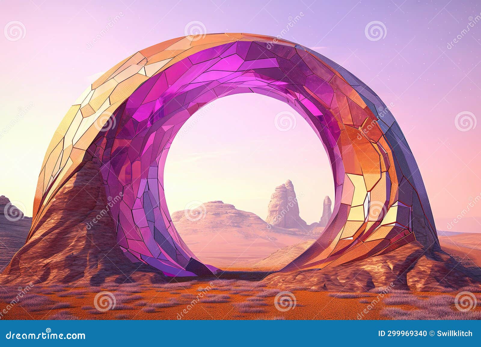 Surreal Crystal Gate or Arc. Fictional Architecture or Sci-fi Object in ...