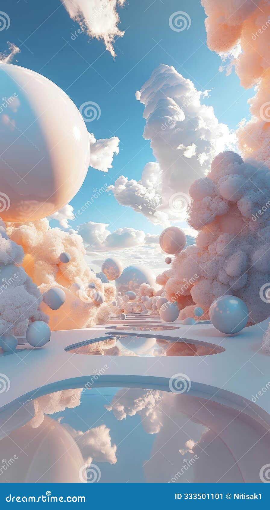 Surreal 3D Illustration of an Atmospheric Data Visualization Landscape ...