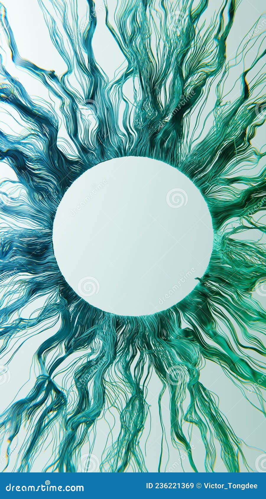 Surreal 3D Illustration of a Round Frame Formed by Curly Threads Stock ...