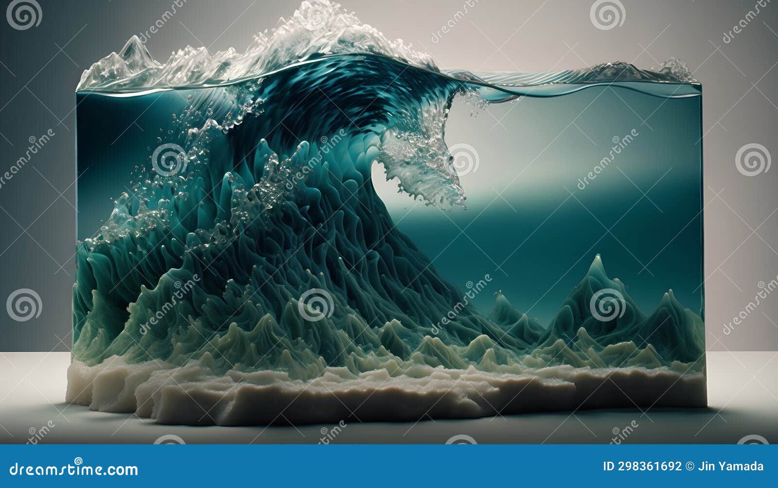 Surreal 3d Illustration of Water Surface with Waves and Splashes Stock ...