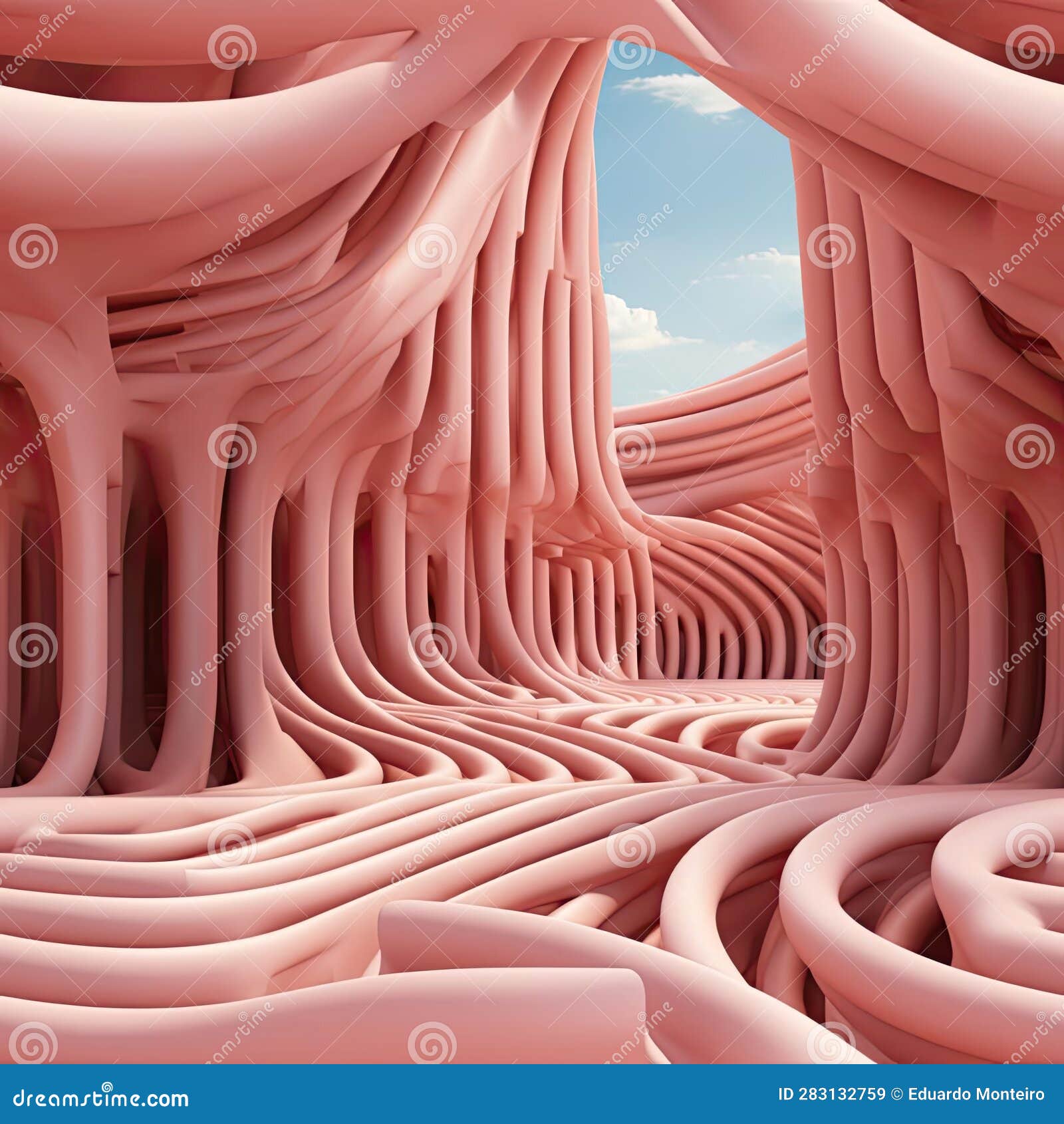 Surreal 3D Pink Space with Large Curving Tubes (tiled Stock ...