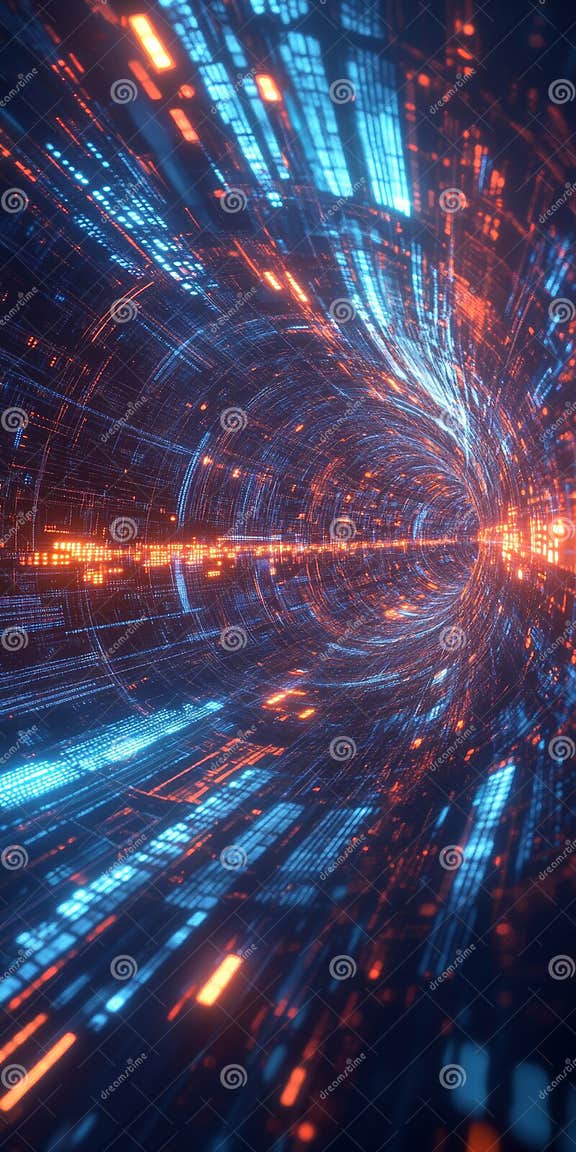 Surreal Data Environment with Vibrant Objects in Motion Creating a ...