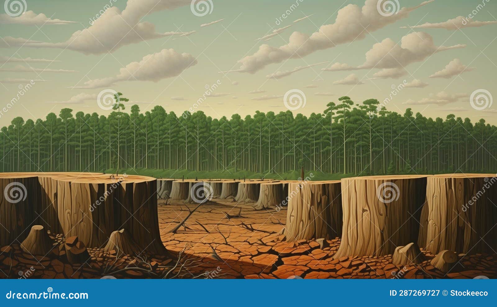 Surreal Deforestation: Realistic Painting of a Treeless Environment ...