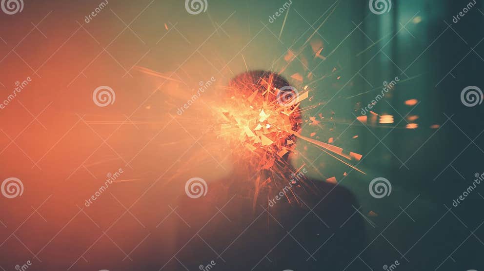 A Surreal Depiction of a Figure with an Exploding Head, Conveying ...