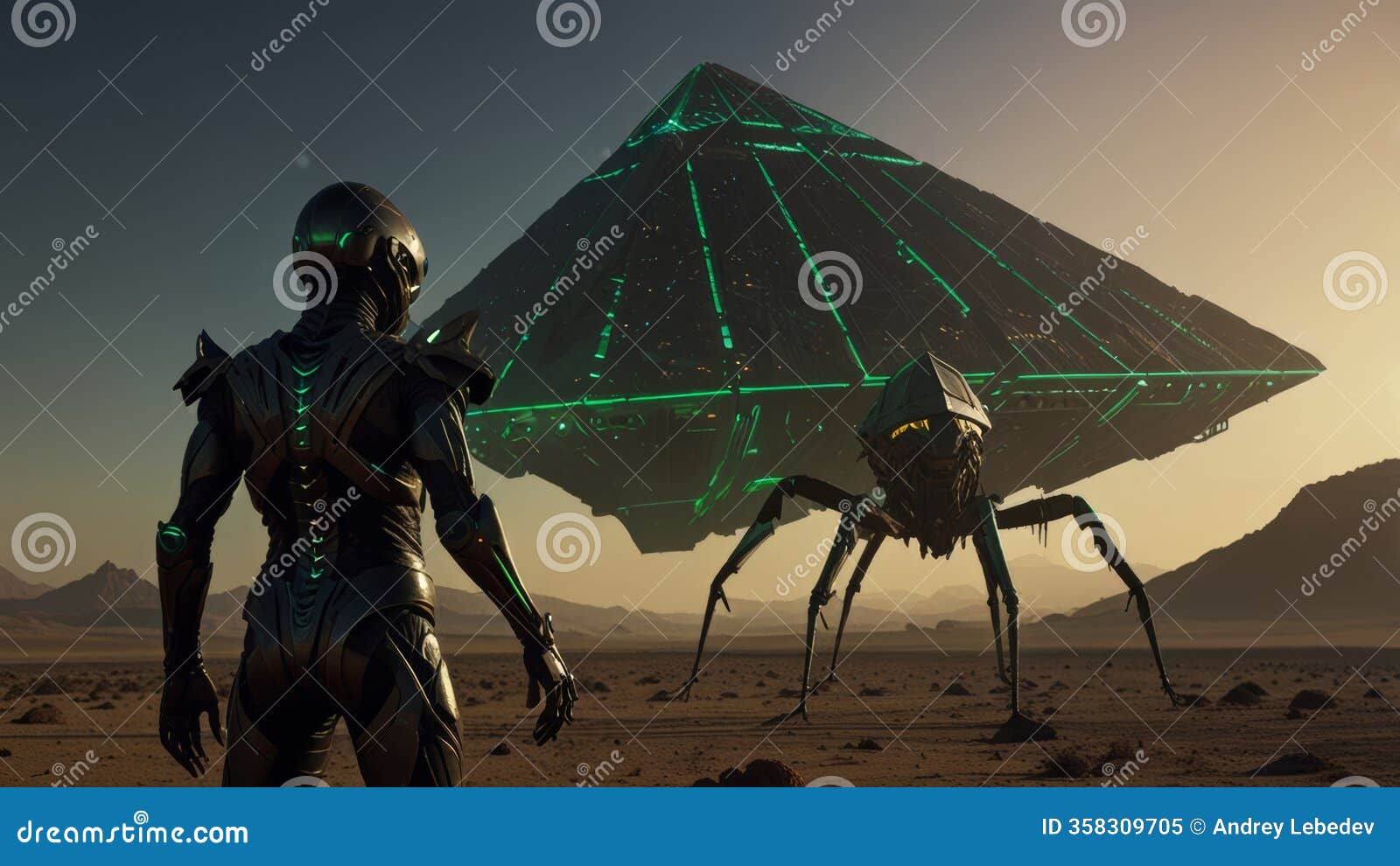 Encounter with the Insectoid Alien Civilizatio Stock Image - Image of ...