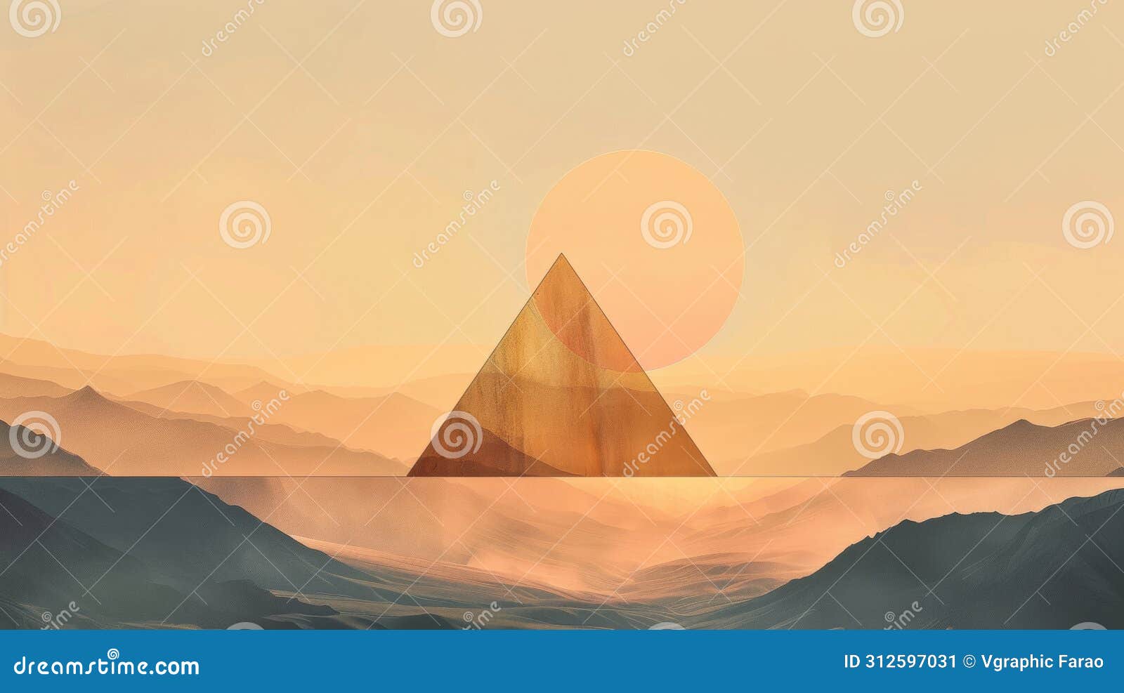 Surreal Desert Landscape With A Floating Pyramid Stock Image ...