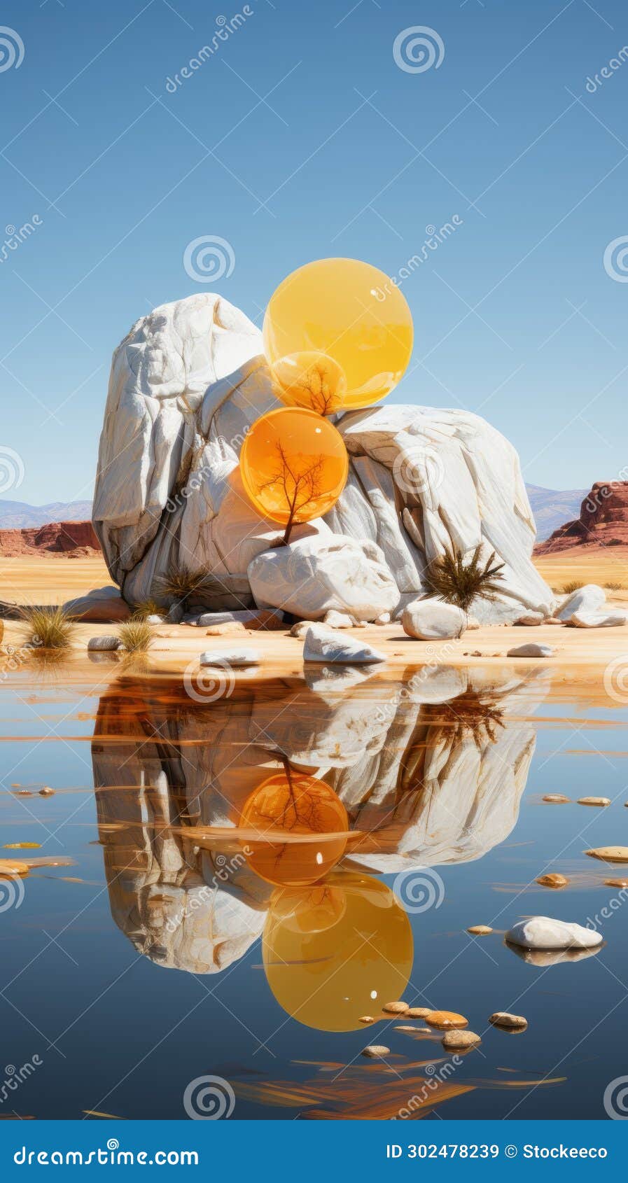 Surreal Desert Reflection: Jeff Koons-inspired Conceptual Digital Art ...