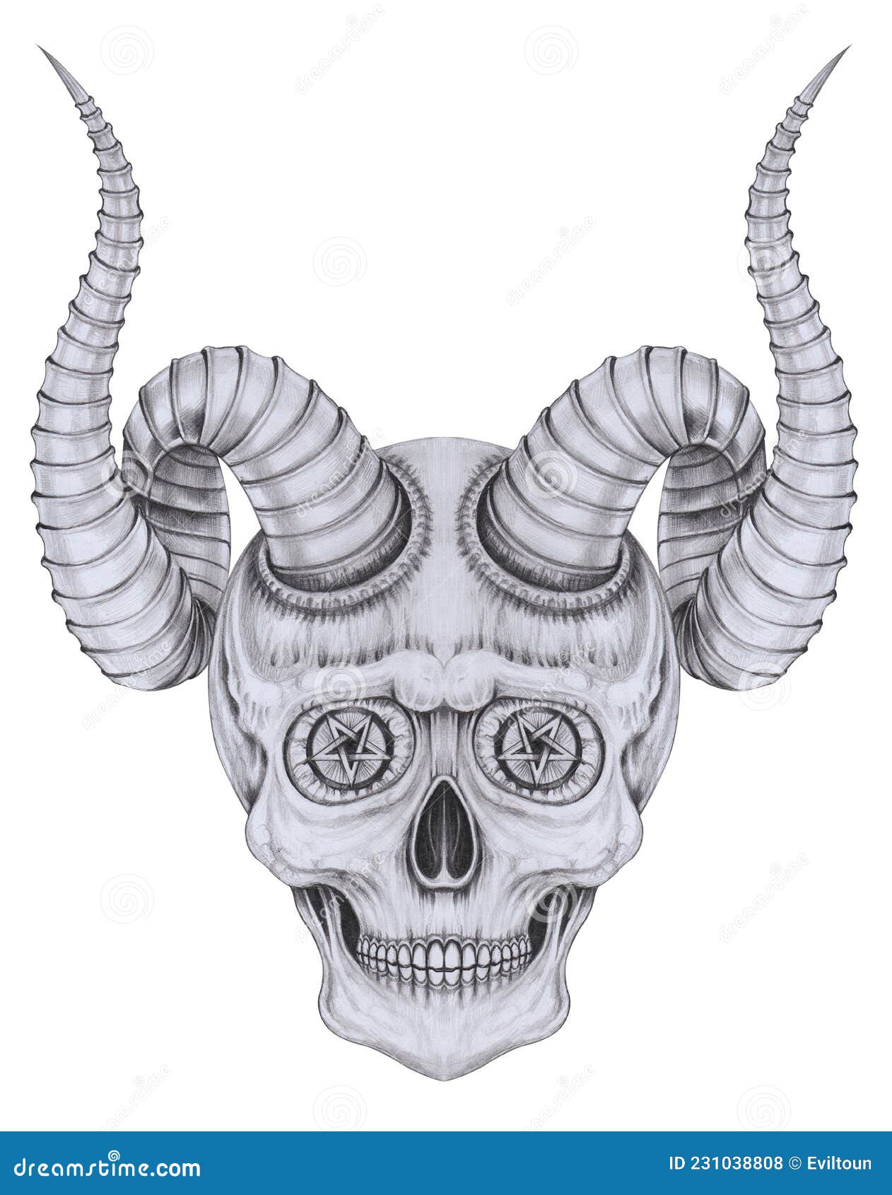 Surreal Devil Skull Tattoo. Stock Illustration - Illustration of grim ...