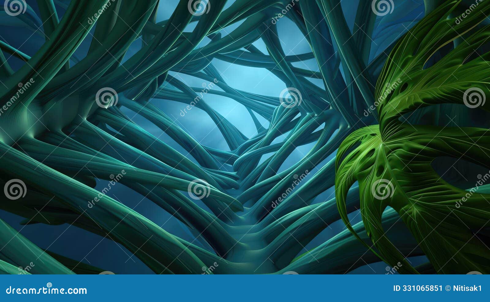 Surreal Digital Art Combining Nature and Technology Stock Illustration ...