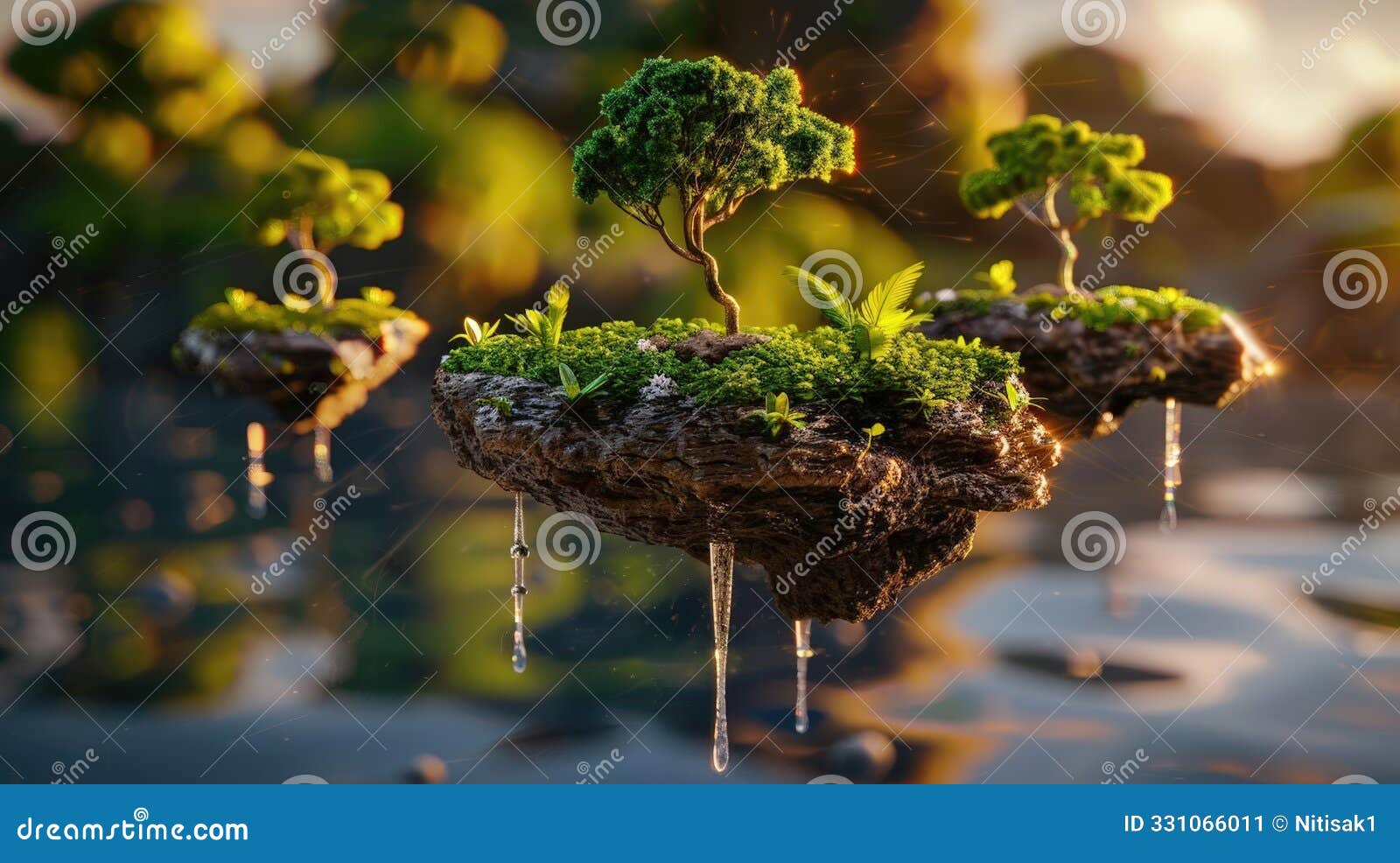 Surreal Digital Artwork of Floating Islands Stock Illustration ...