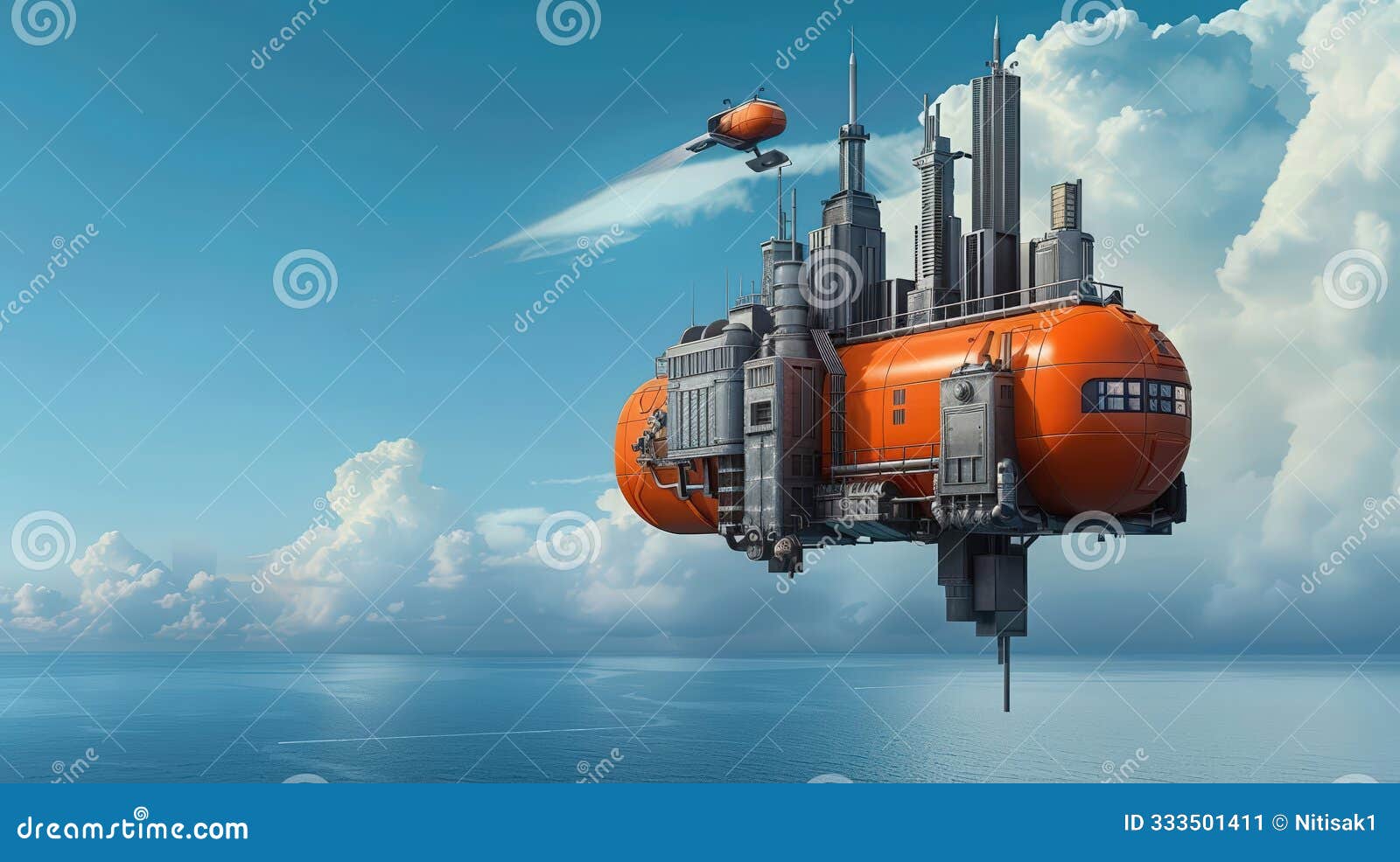 Steampunk City With Quantum Teleportation Booths Brass Gears And Steam ...