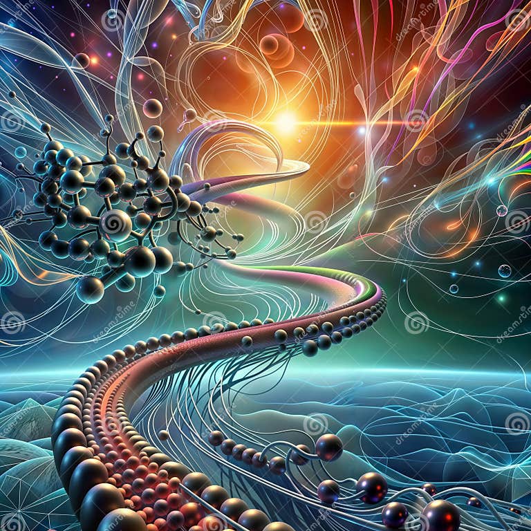 Surreal Digital Artwork of Molecule Structure and Celestial Elements ...