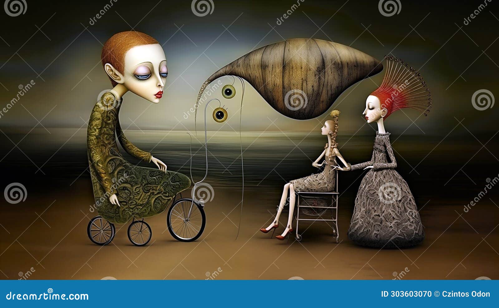 Surreal Digital Artwork of Stylized Humanoid Figures with Exaggerated ...