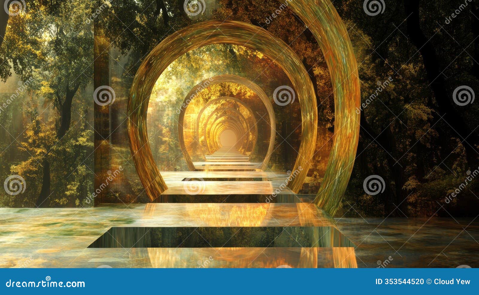 Surreal Digital Data Flow Visualization in Lush Forest Setting with ...