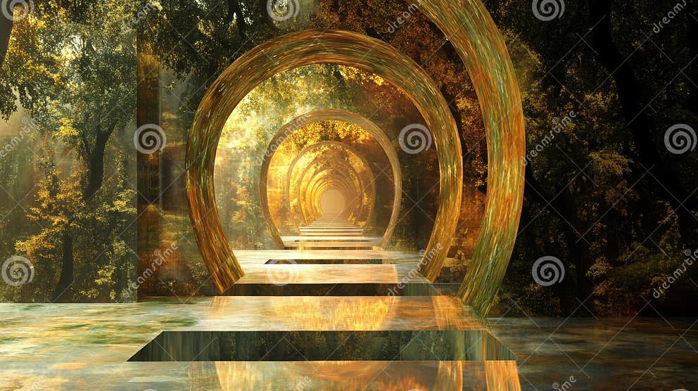 Surreal Digital Data Flow Visualization in Lush Forest Setting with ...