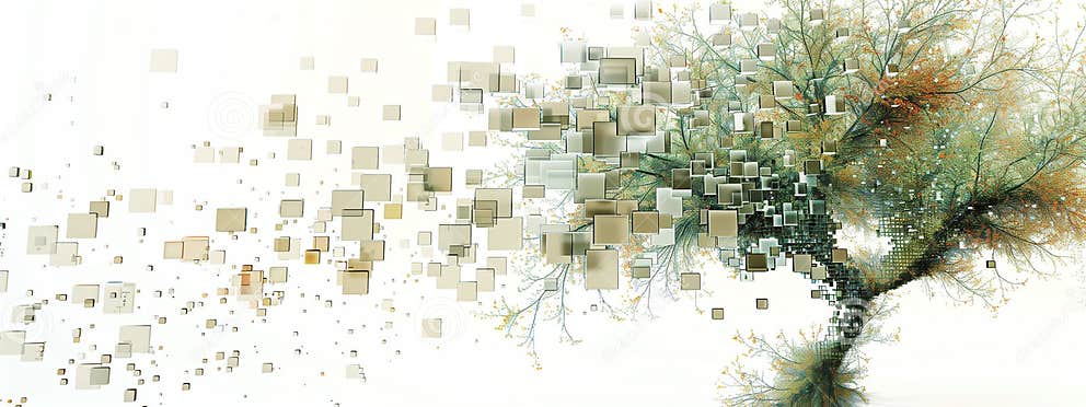 In a Surreal Digital Realm, an Abstract Tree Structure Emerges. Stock ...