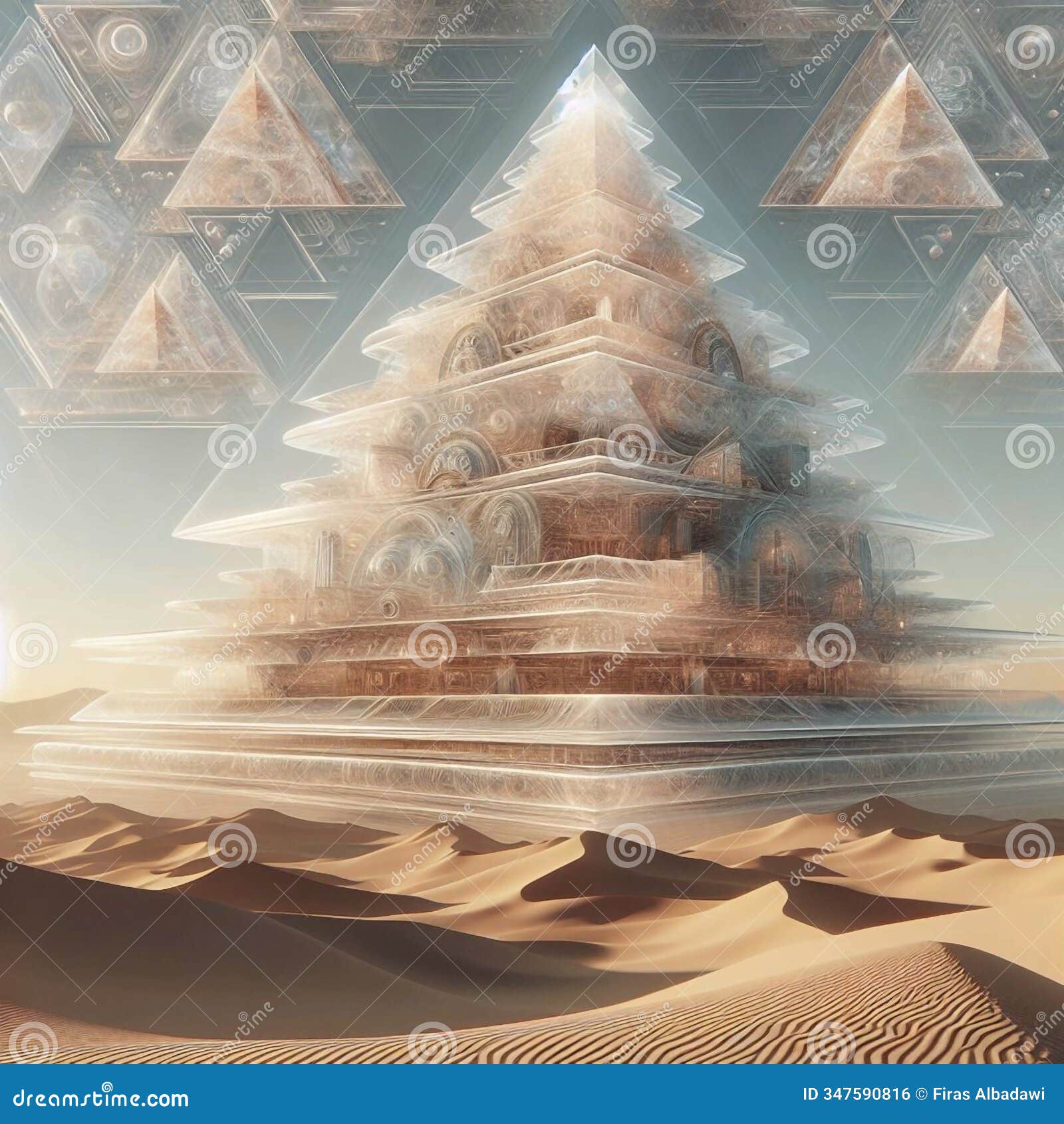 A Surreal Digital Rendering of a Layered, Translucent Pyramid Structure ...