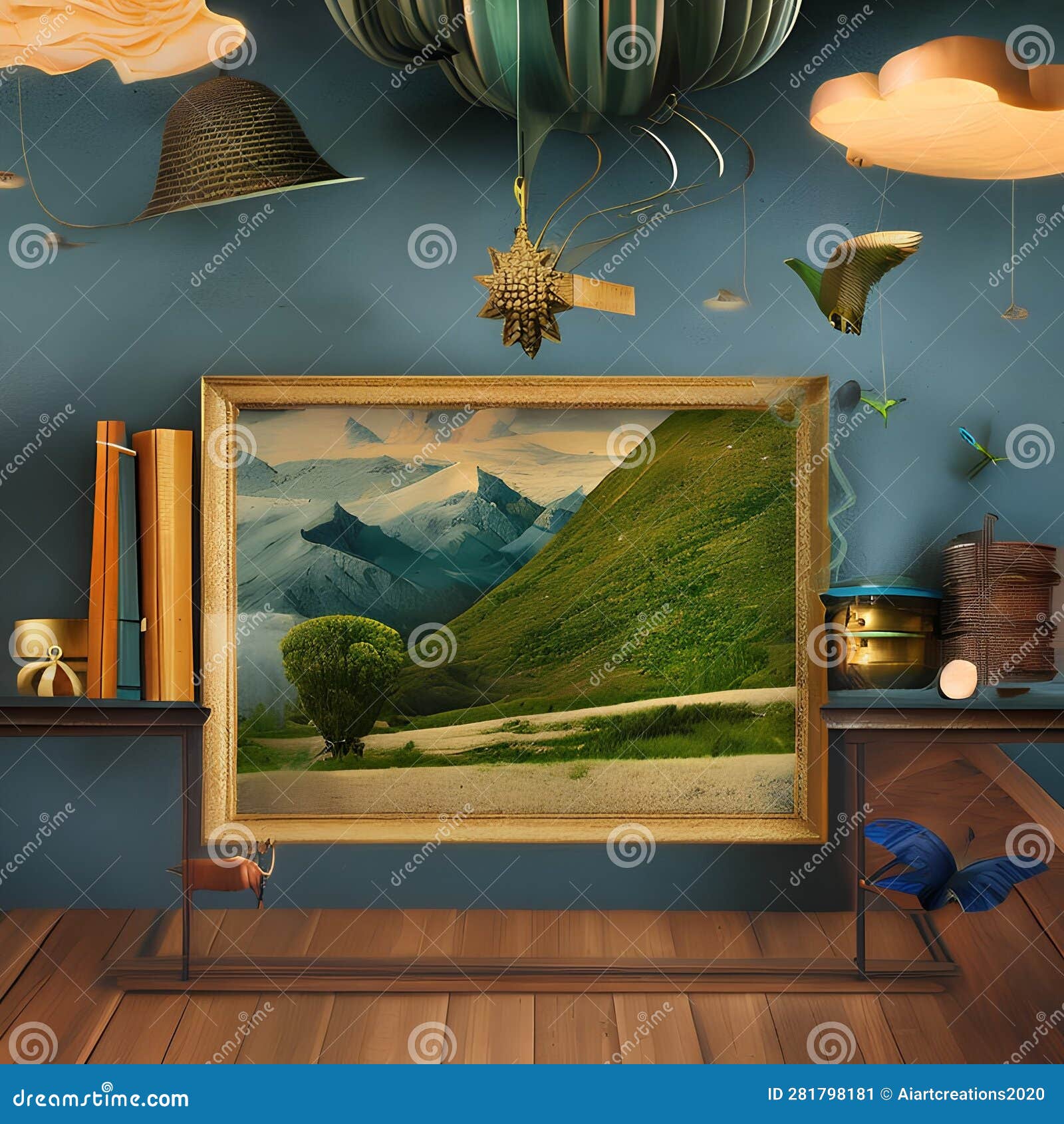 A Surreal Digital Texture with Floating Objects and Gravity-defying ...